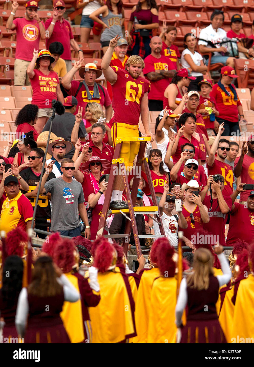 Los Angeles, CA, USA. 02nd Sep, 2017. USC long snapper (61) Jake Olson ...