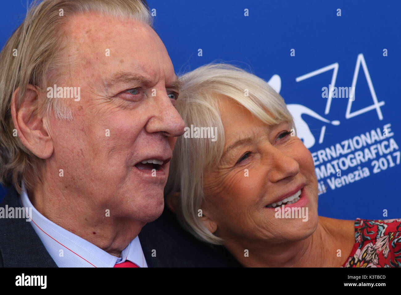 Venice, Italy. 3rd Sep, 2017. Actor Donald Sutherland (L) and actress ...