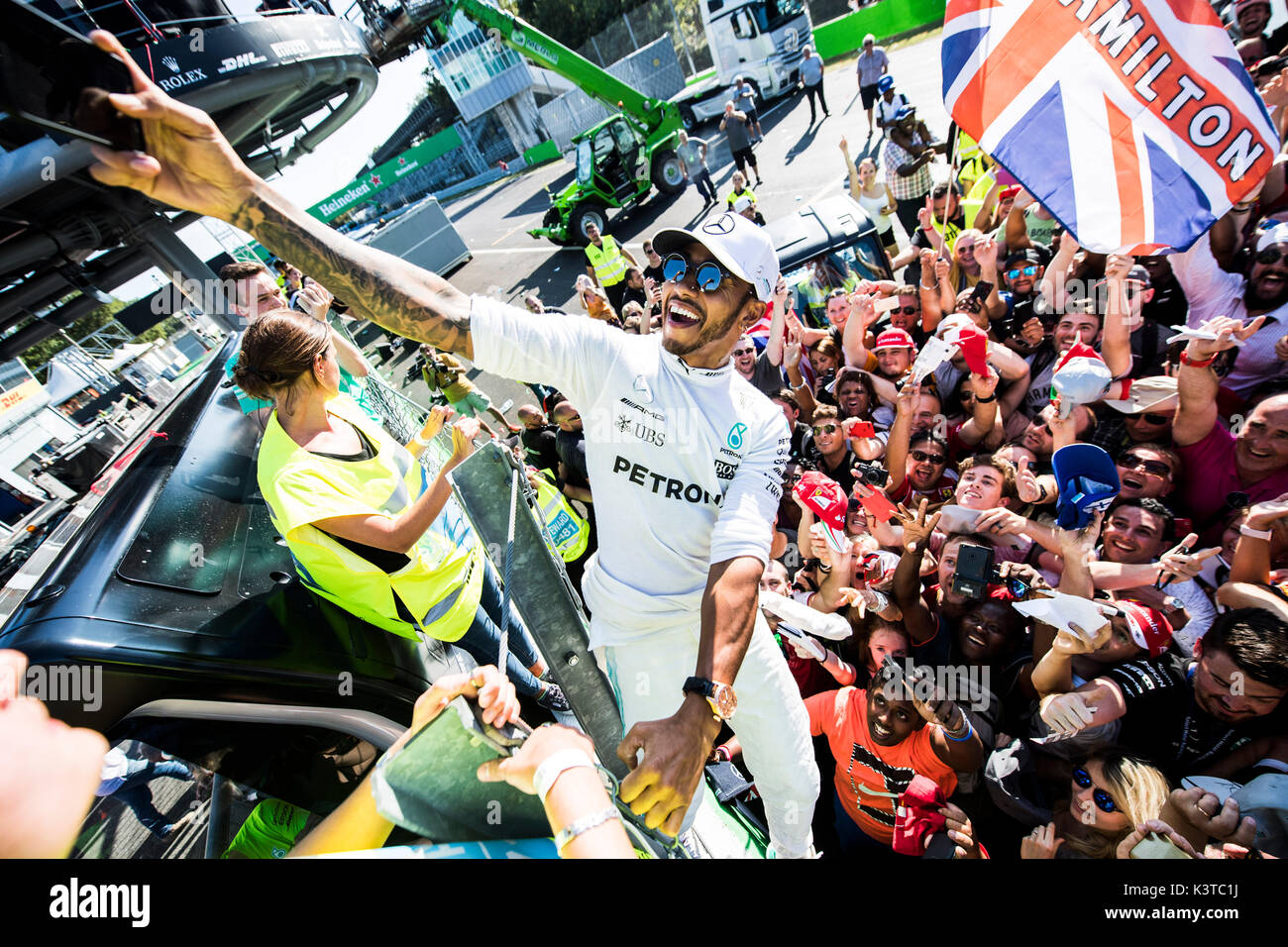 Monza, Italy. 03rd Sep, 2017. UK AND IRELAND RIGHTS ONLY Lewis Hamilton ...