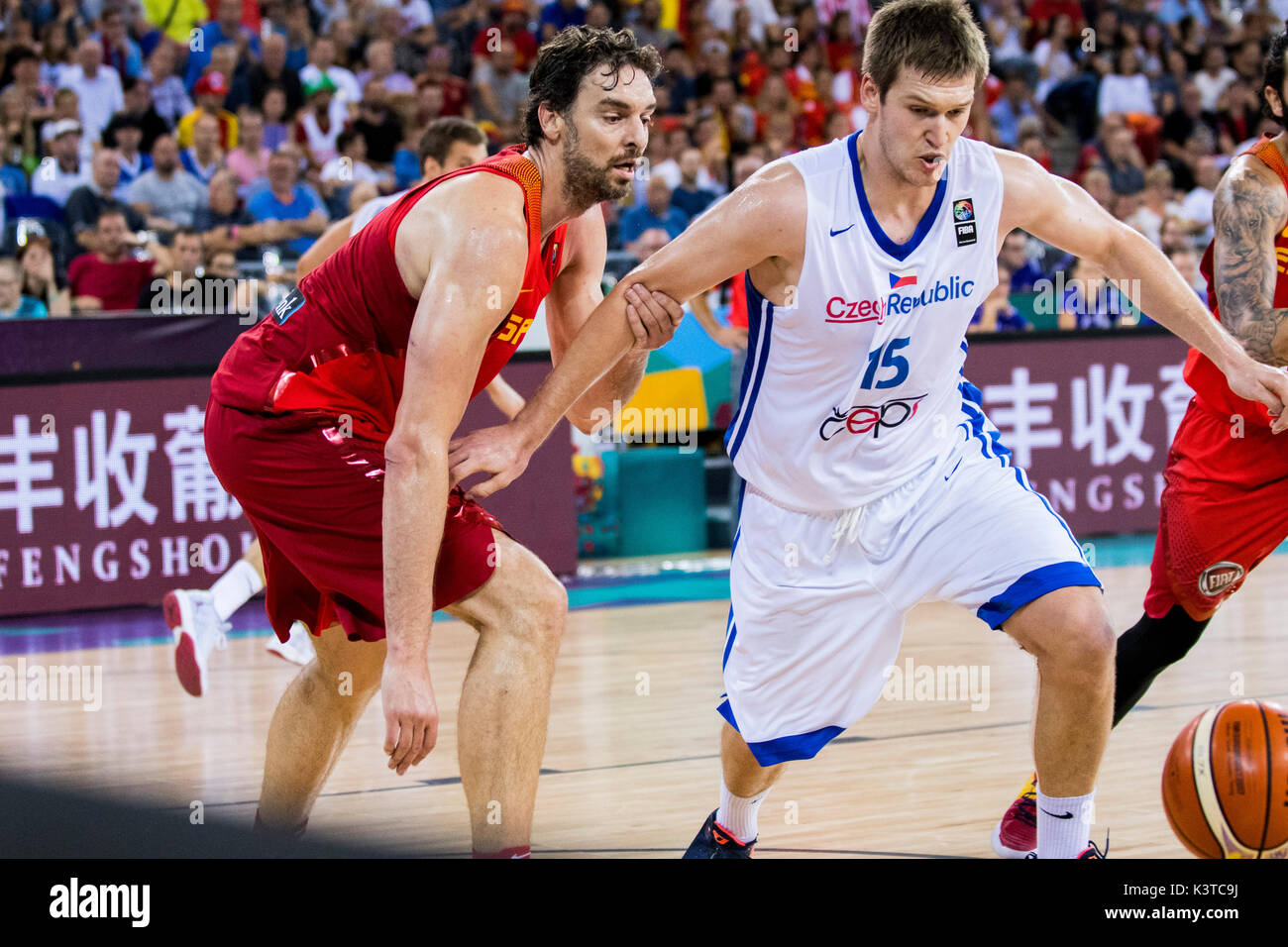 September 2, 2017: Pau Gasol #4 (ESP) Martin Peterka #15 (CZE) during the FIBA Eurobasket 2017 ...