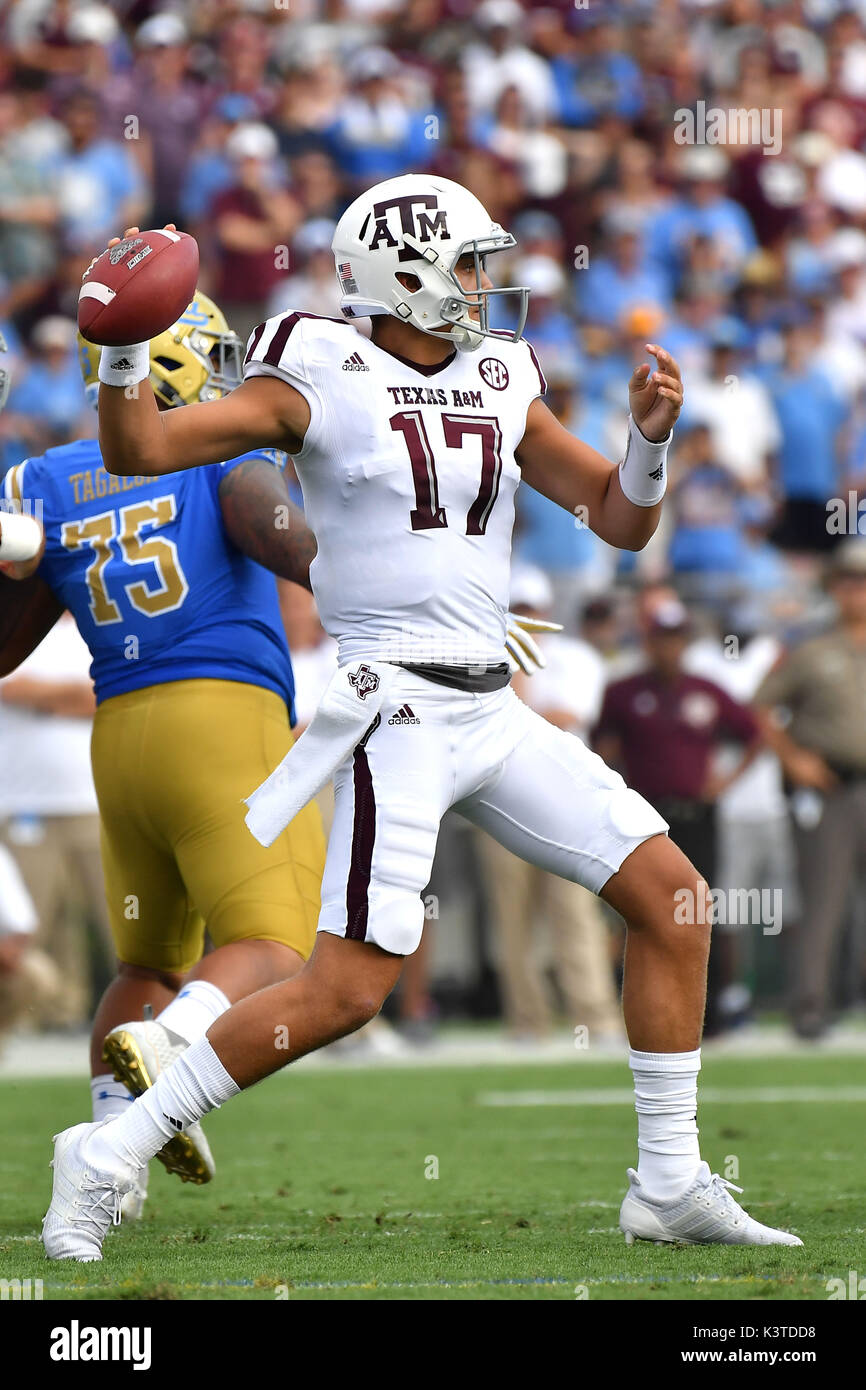 Pasadena, CA. 3rd Sep, 2017. Texas A&M Aggies quarterback Nick Starkel ...