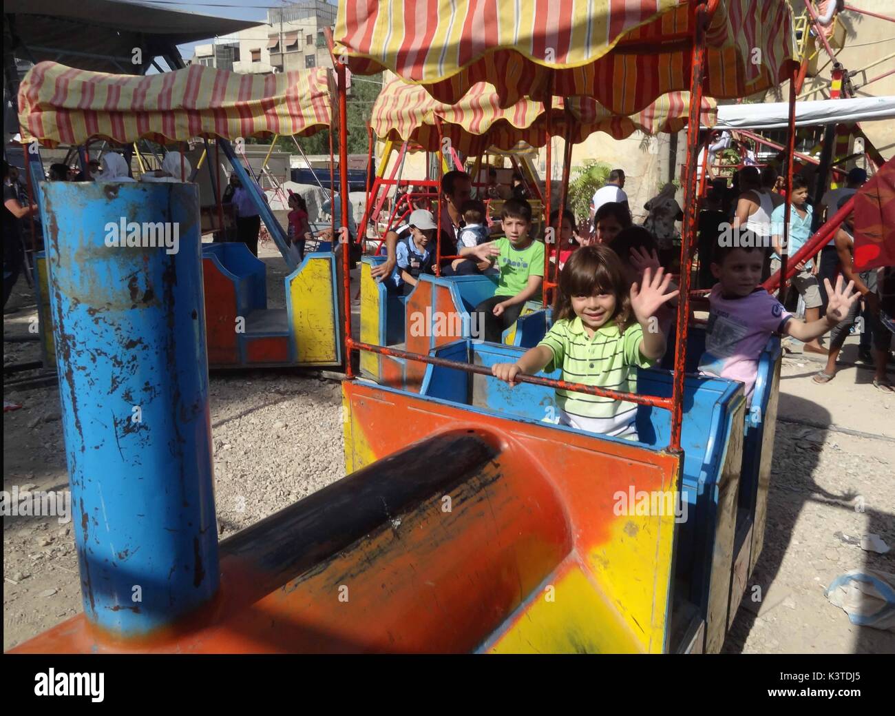 Damascus, Syria. 3rd Sep, 2017. Children play at an amusement park in ...