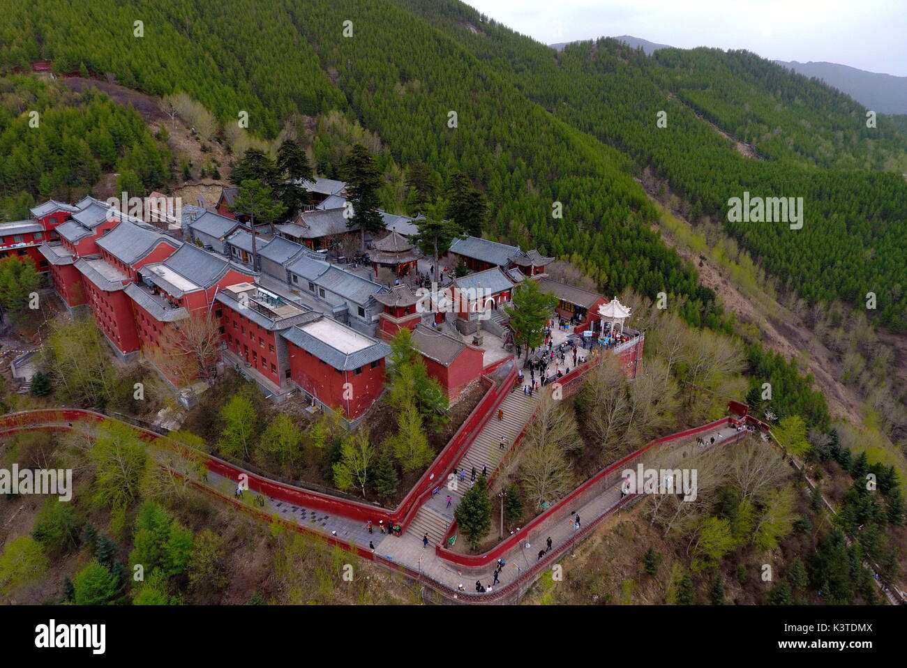 Mount Wutai. 9th May, 2017. Photo taken on May 9, 2017 shows an aerial ...