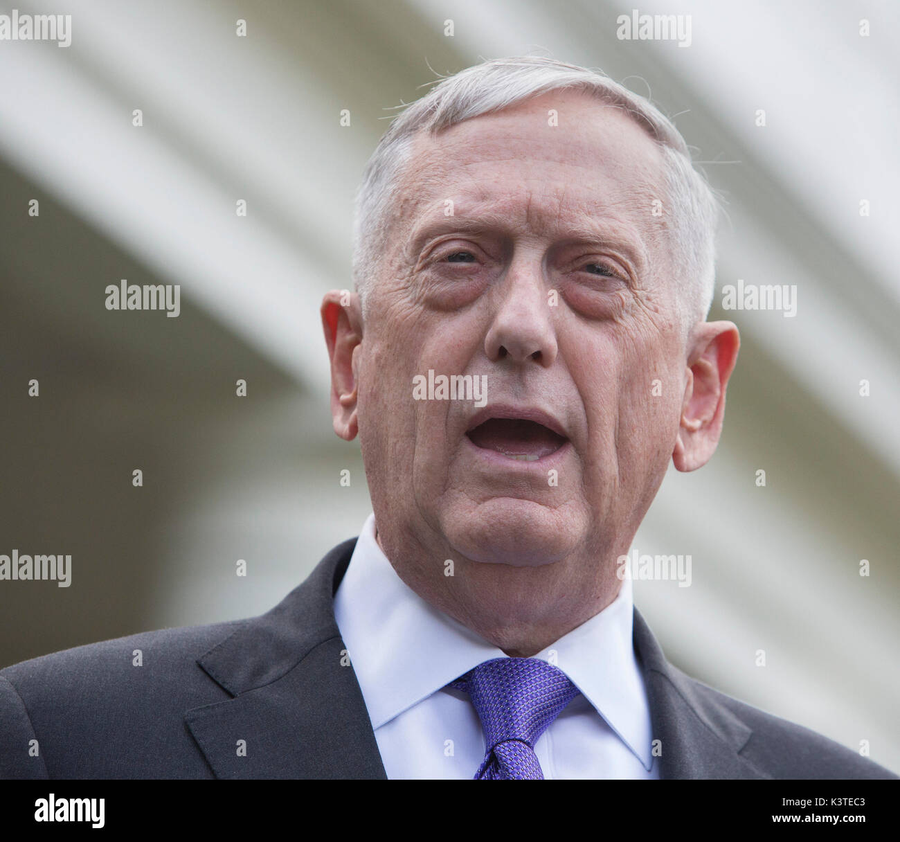 United States Secretary of Defense James Mattis makes a statement on a ...