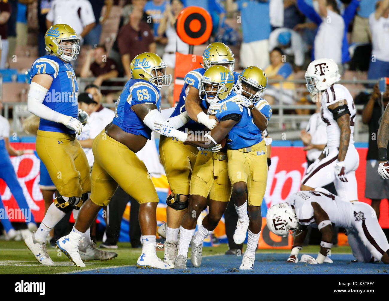 September 03, 2017 UCLA Bruins wide receiver Theo Howard #14 celebrates ...