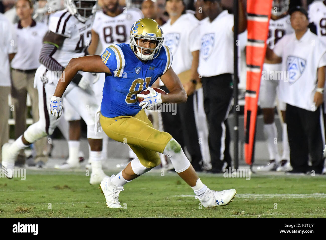 Pasadena, CA. 3rd Sep, 2017. UCLA Bruins tight end Caleb Wilson #81 ...
