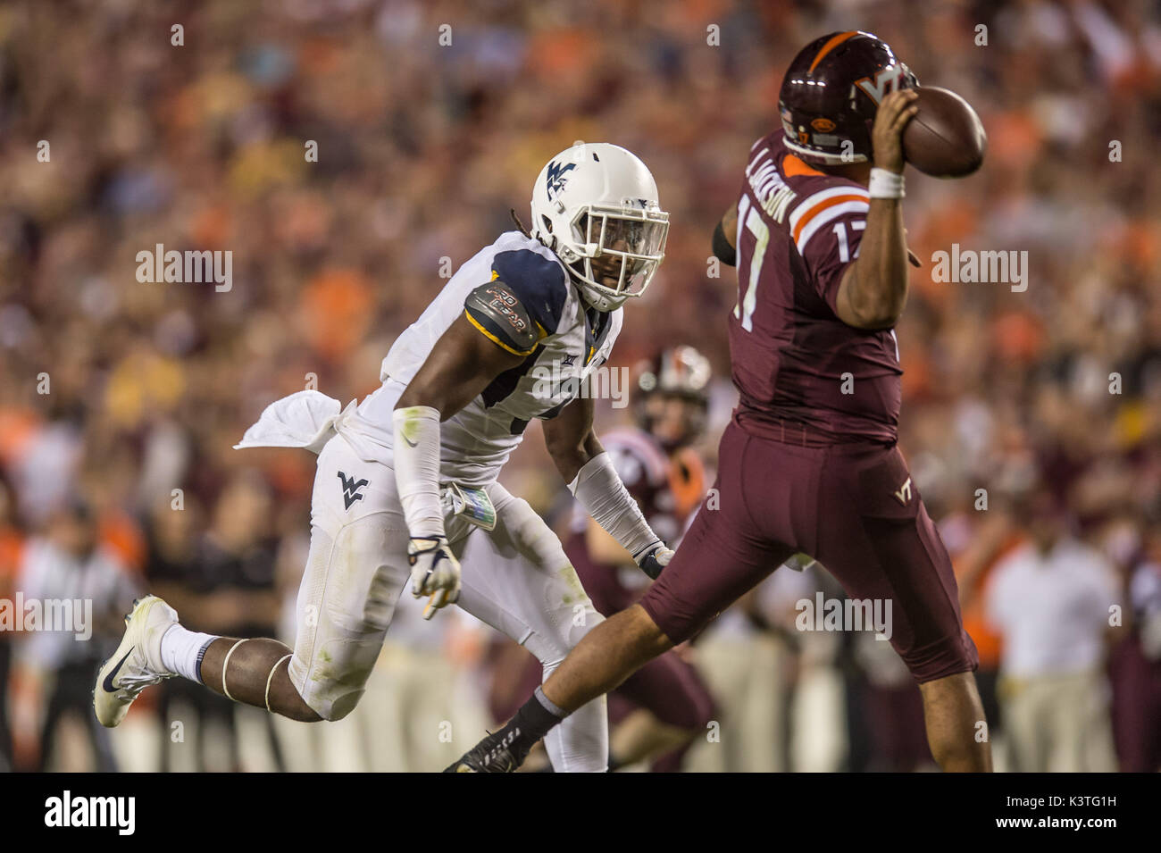 Landover, Maryland, USA. 3rd Sep, 2017. Mountaineer linebacker AL ...
