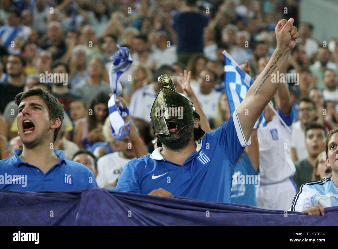 Athens, Greece. 03rd Sep, 2017. Greece fans seen before the match ...