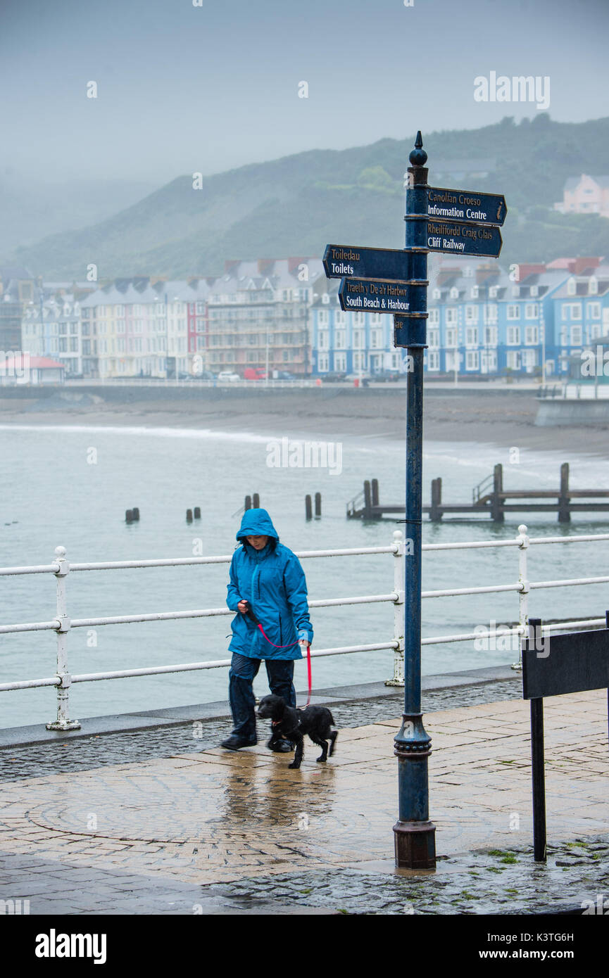 Aberystwyth Wales UK, Monday 04 September 2017 UK Weather: A woman in ...