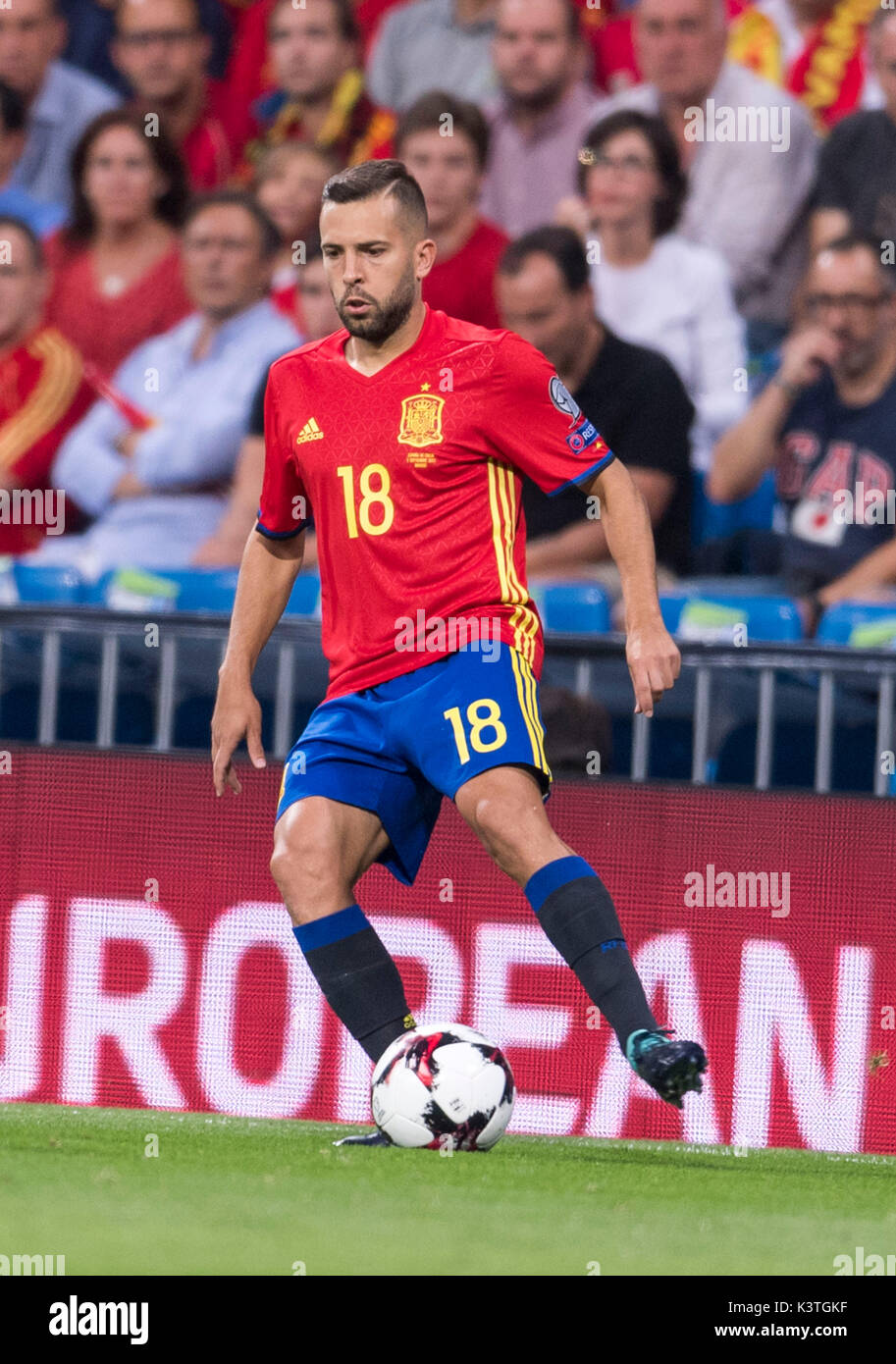 Madrid, Spain. 2nd Sep, 2017. Jordi Alba (ESP) Football/Soccer : FIFA World Cup Russia 2018 ...