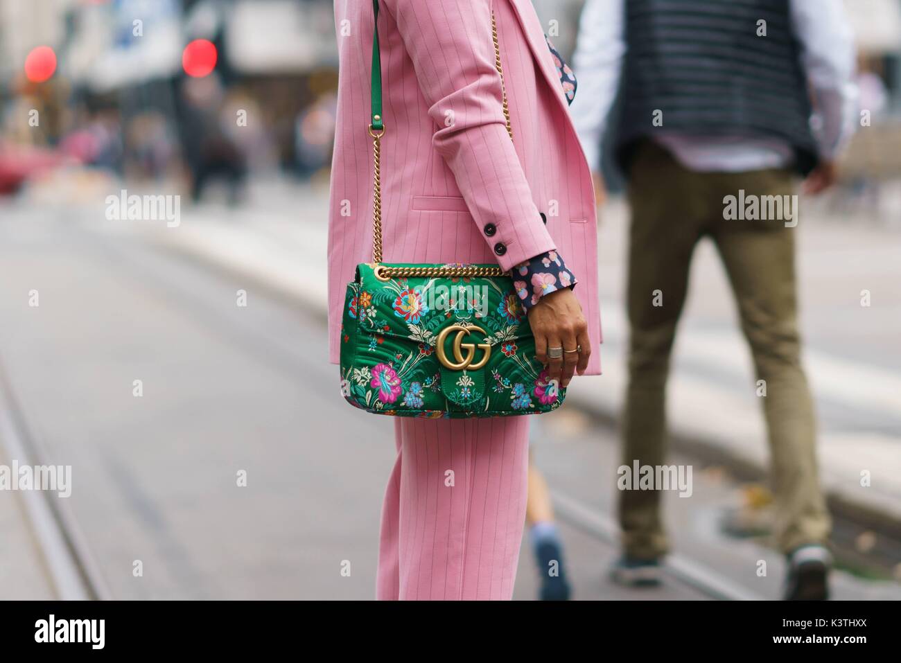 Blogger Janka Polliani posing outside the Rodebjer runway show during ...