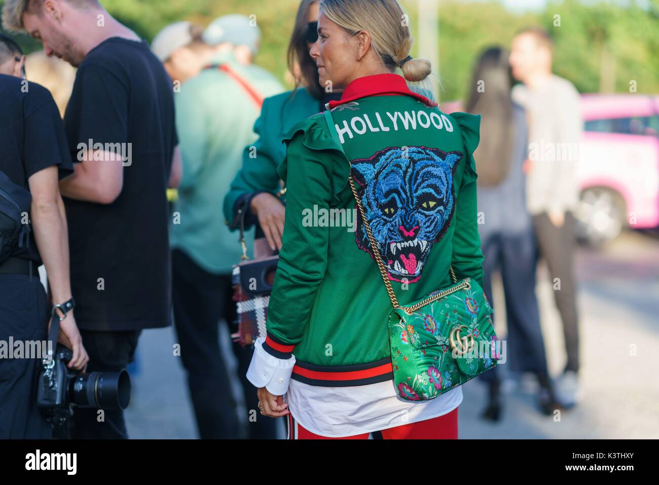 Blogger Janka Polliani arriving at the Saks Potts runway show during ...