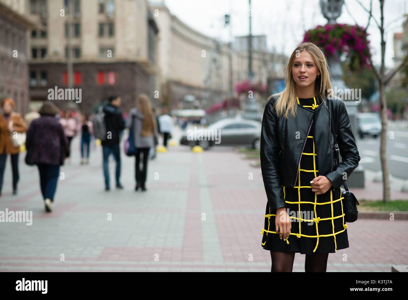 Natasha Shevchuk posing outside the Opening Ceremony during Mercedes ...