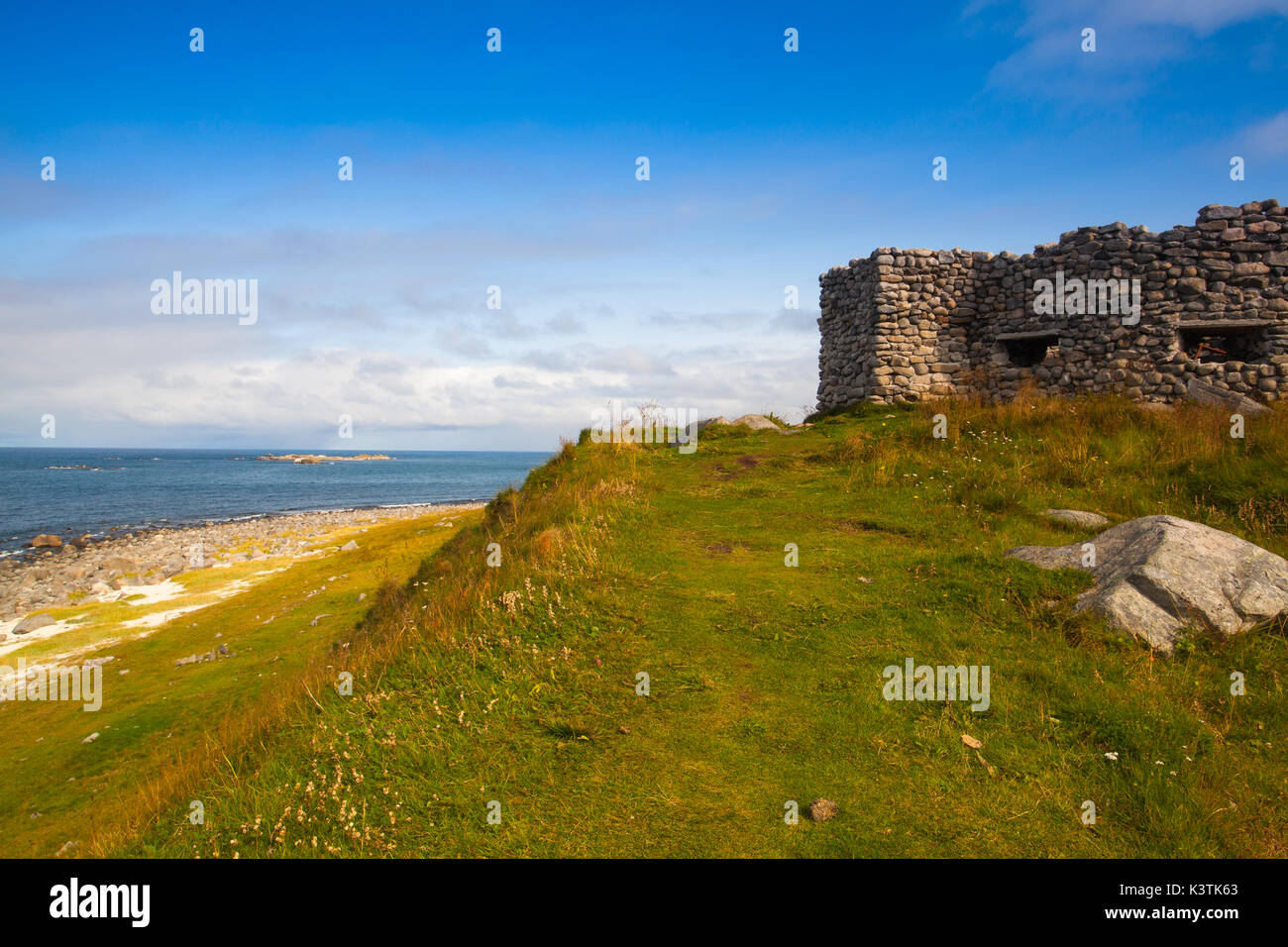 On the coast in Eggum, Lofoten Islands, Norway. Borga Eggum - Old radar ...