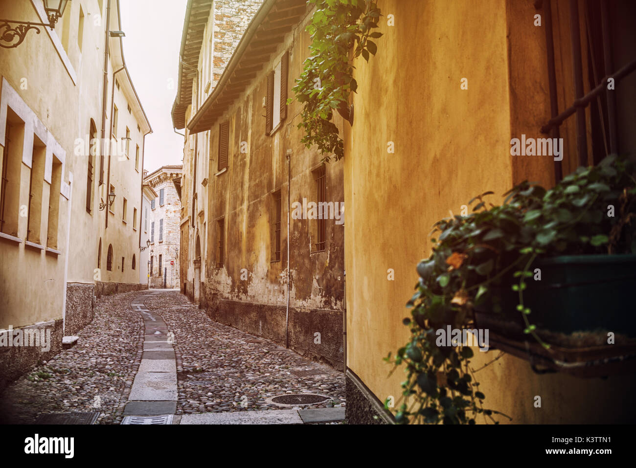 Typical Italian street in a small provincial town Stock Photo - Alamy