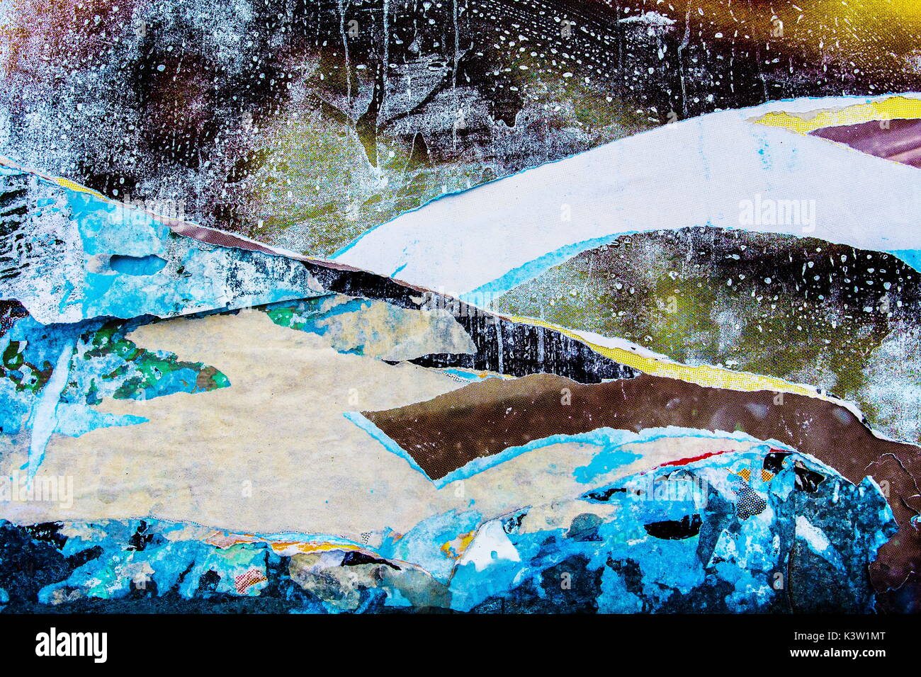 Abstract of torn and ripped poster papers made to look like an ...