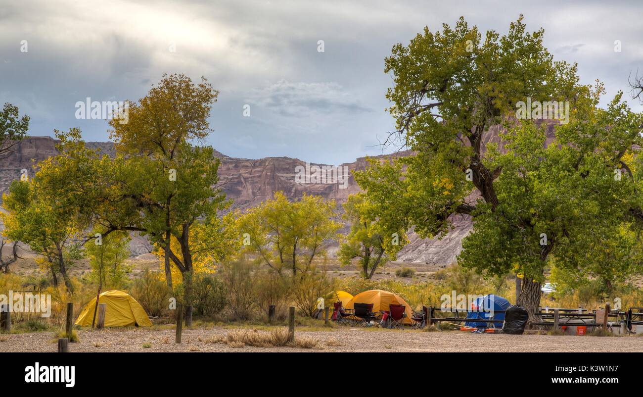 Campers set up tents at the San Rafael Bridge Campground in front of ...