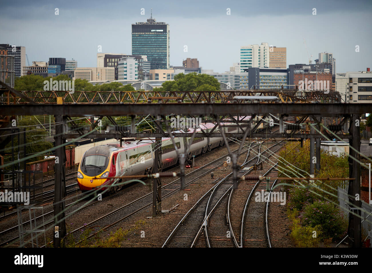 Virgin Alstom Class 390 Pendolino franchise railway line from Ardwick ...
