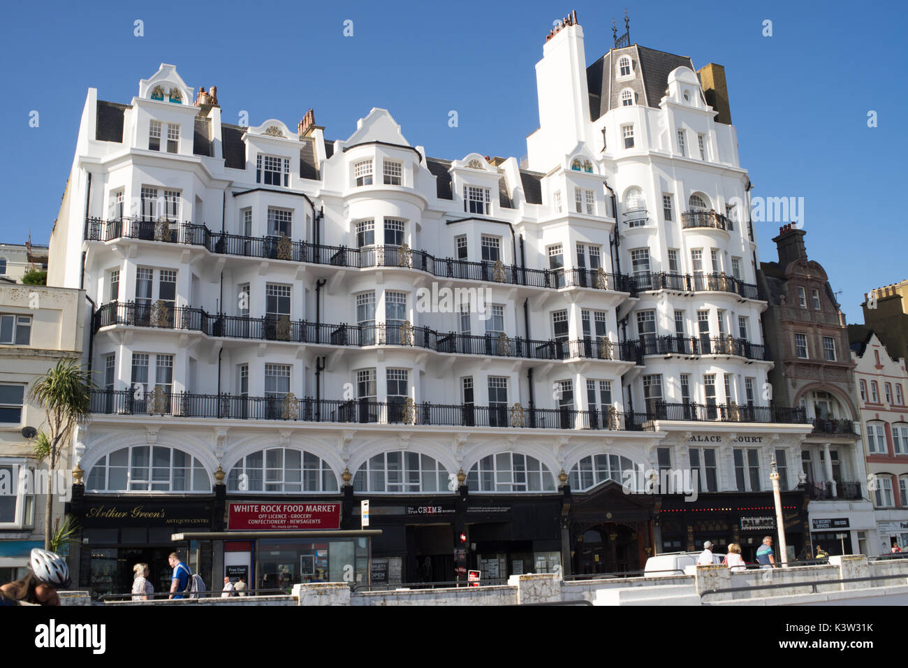 Middle class buildings with balconies on Hastings sea front, UK Stock ...