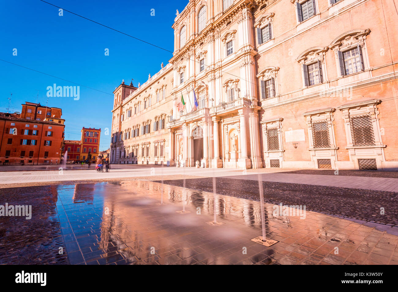 Modena, Emilia Romagna, Italy. Piazza Roma and Military Academy ...