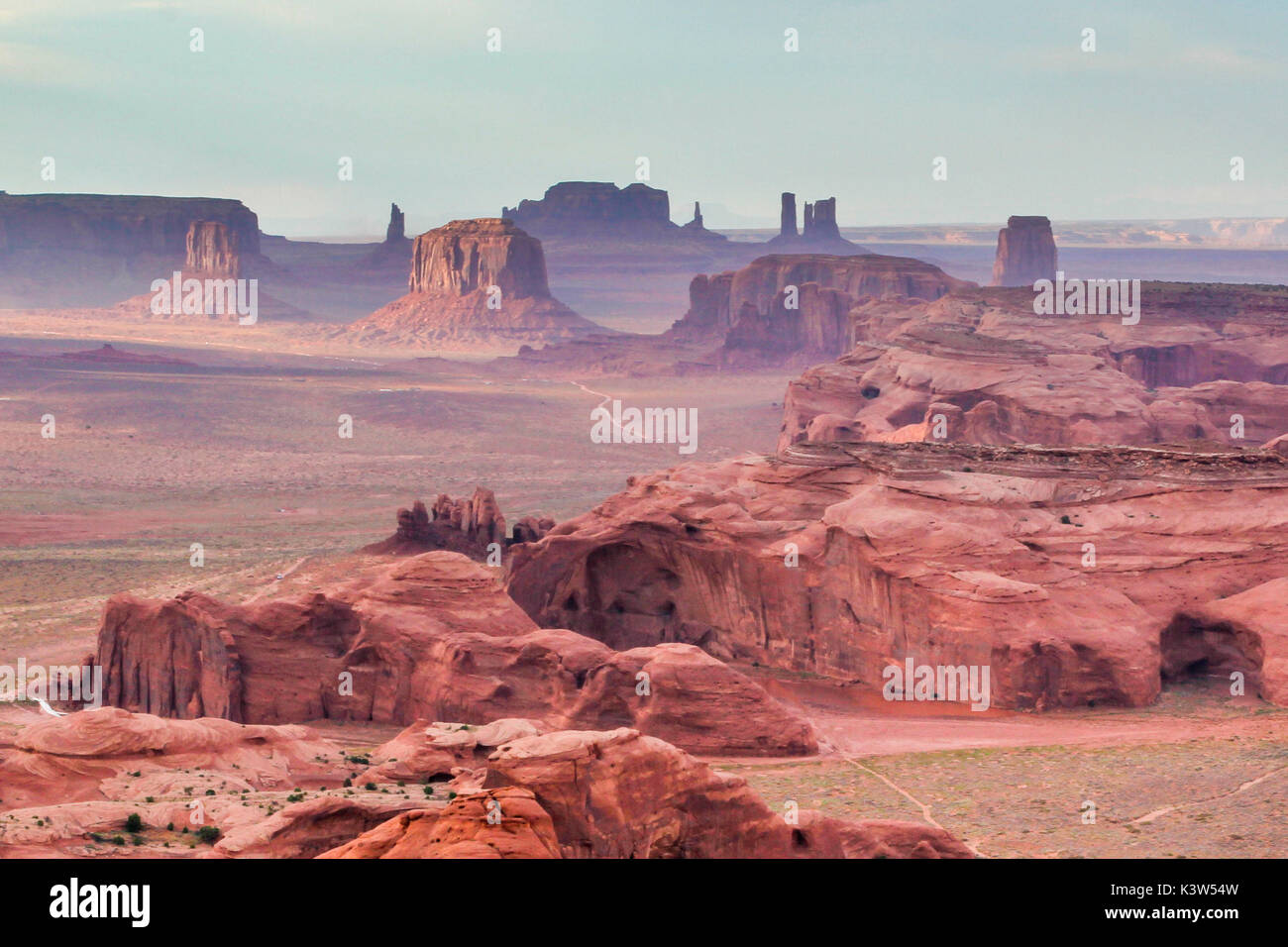 Utah - Ariziona border, panorama of the Monument Valley from a remote ...