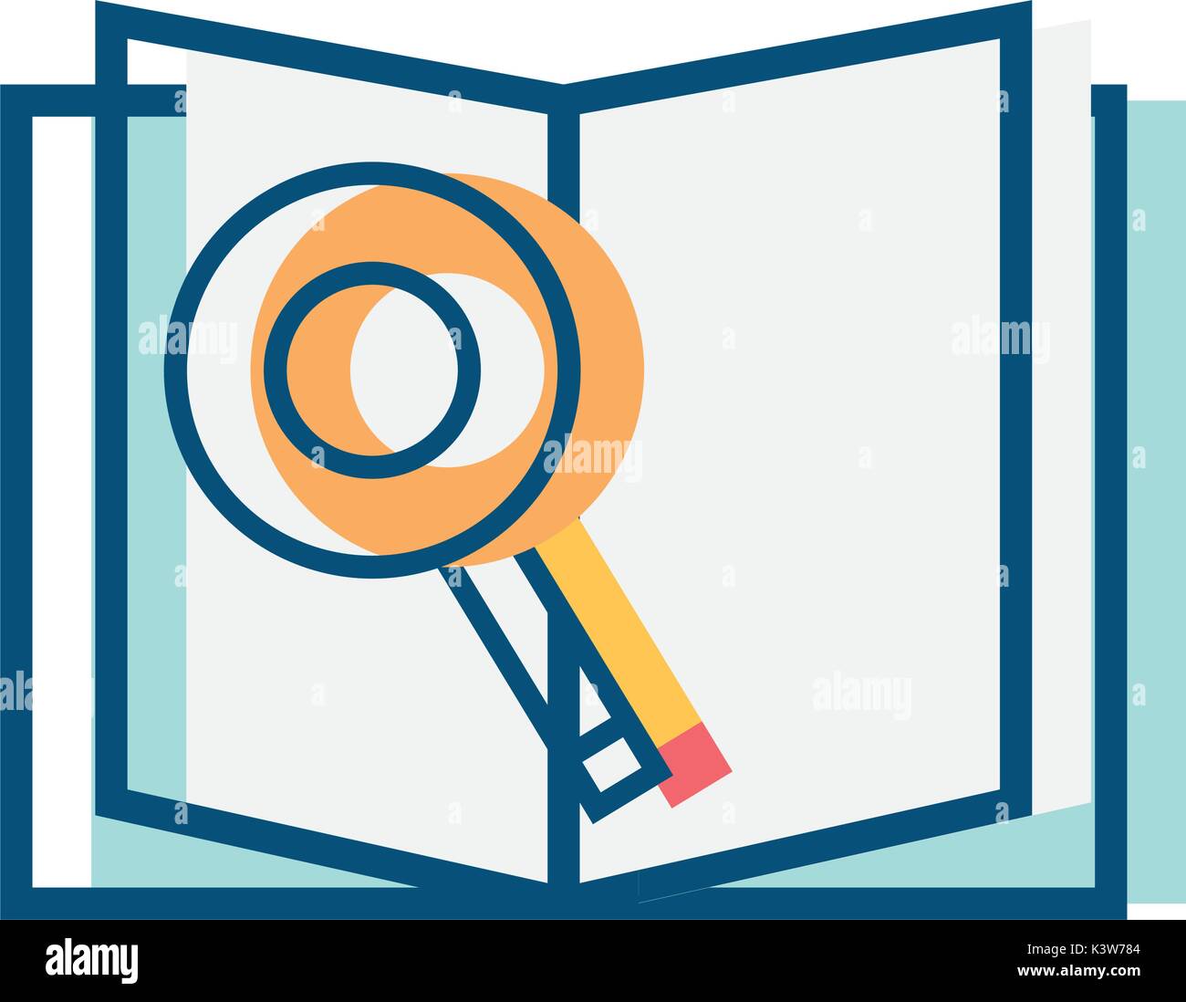 book with magnifying glass and paper page Stock Vector Image & Art - Alamy