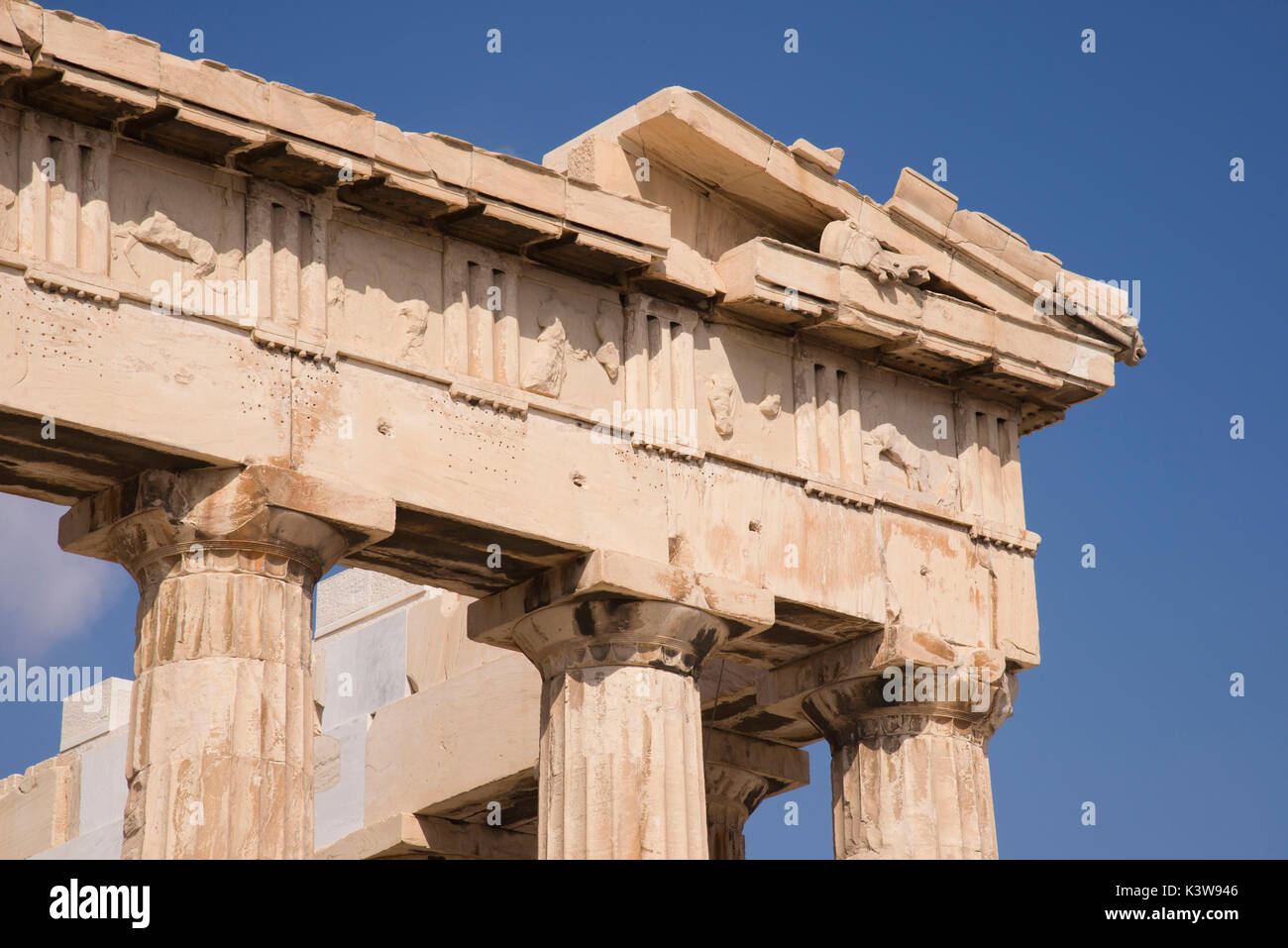 View of the Parthenon, Athens, Greece. In this point of the Parthenon ...