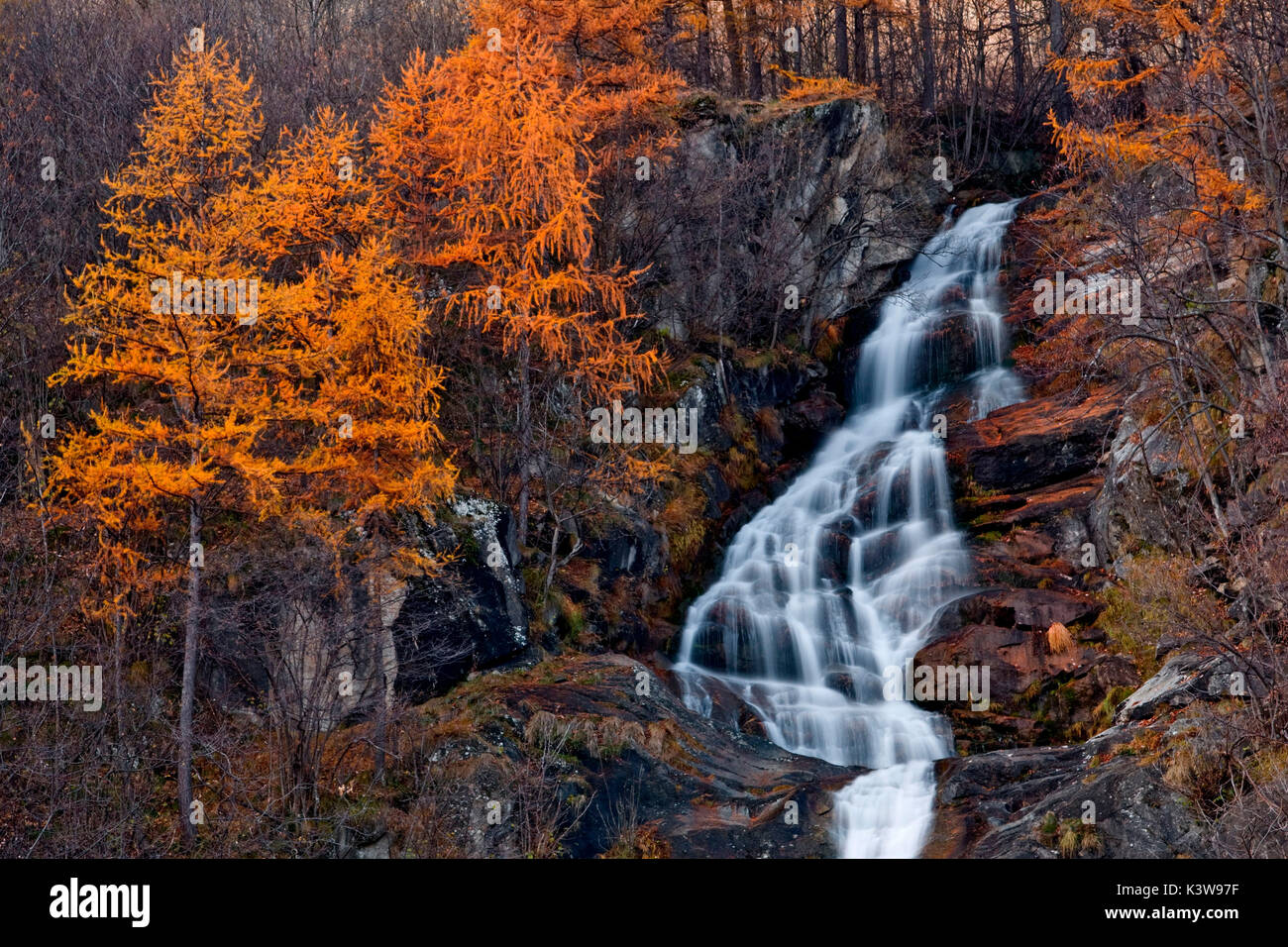 Pellice Valley,Turin,Piedmont,Italy. Autumn waterfall Stock Photo - Alamy