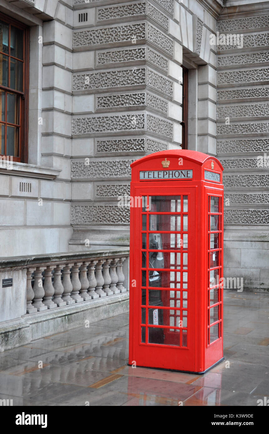 A typical english old call box with their red color, London, United ...
