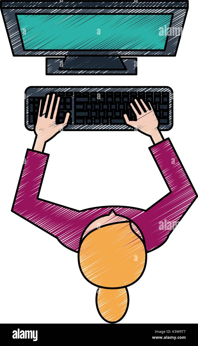 Isolated girl with computer design Stock Vector Image & Art - Alamy