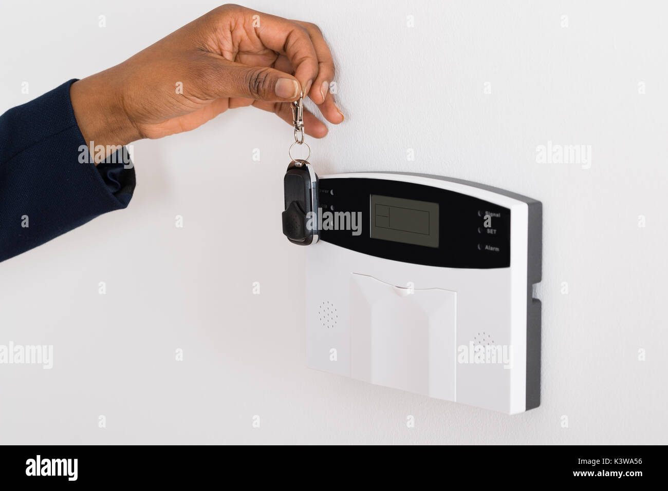 Portrait Of Human Hand With Security System And Remote Stock Photo - Alamy