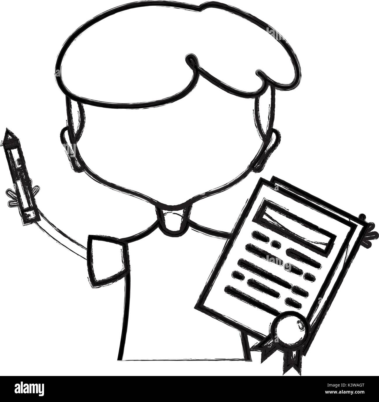 line boy with notebook and hairstyle design Stock Vector Image & Art ...