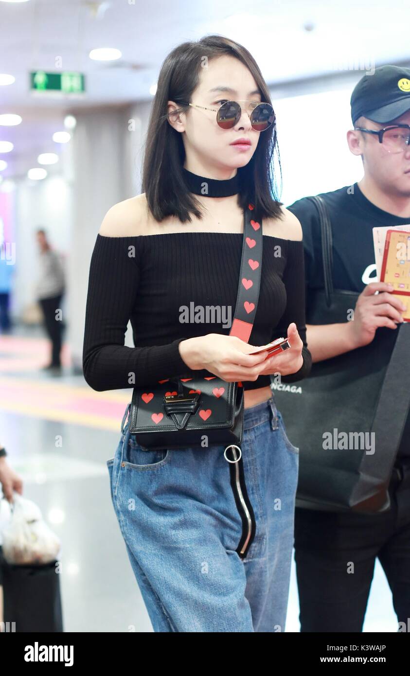 Chinese singer and actress Victoria Song arrives at Beijing Capital ...