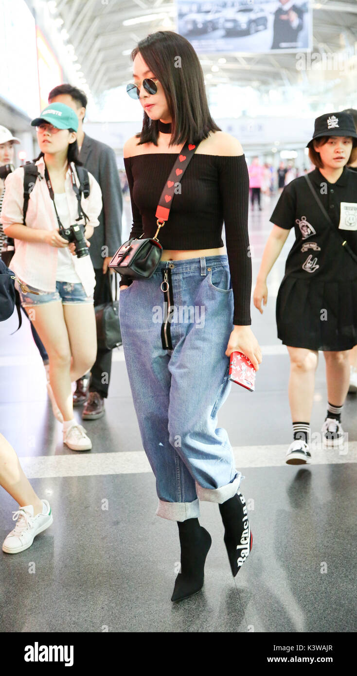 Chinese singer and actress Victoria Song arrives at Beijing Capital ...