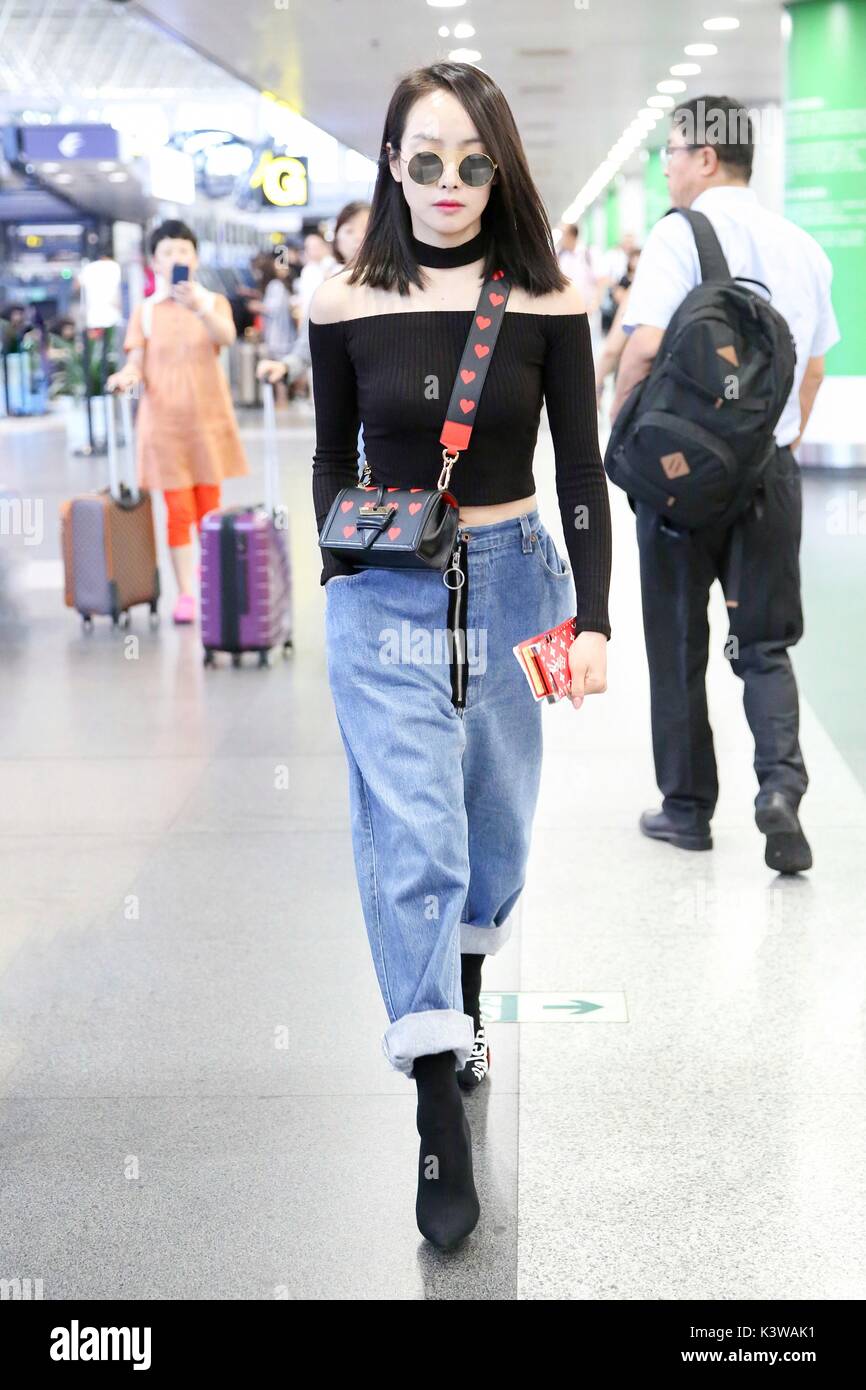 Chinese singer and actress Victoria Song arrives at Beijing Capital ...