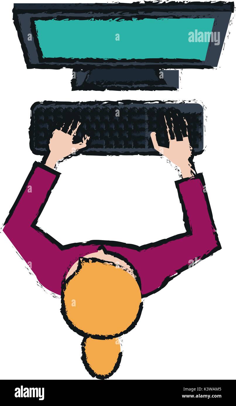 Isolated girl with computer design Stock Vector Image & Art - Alamy