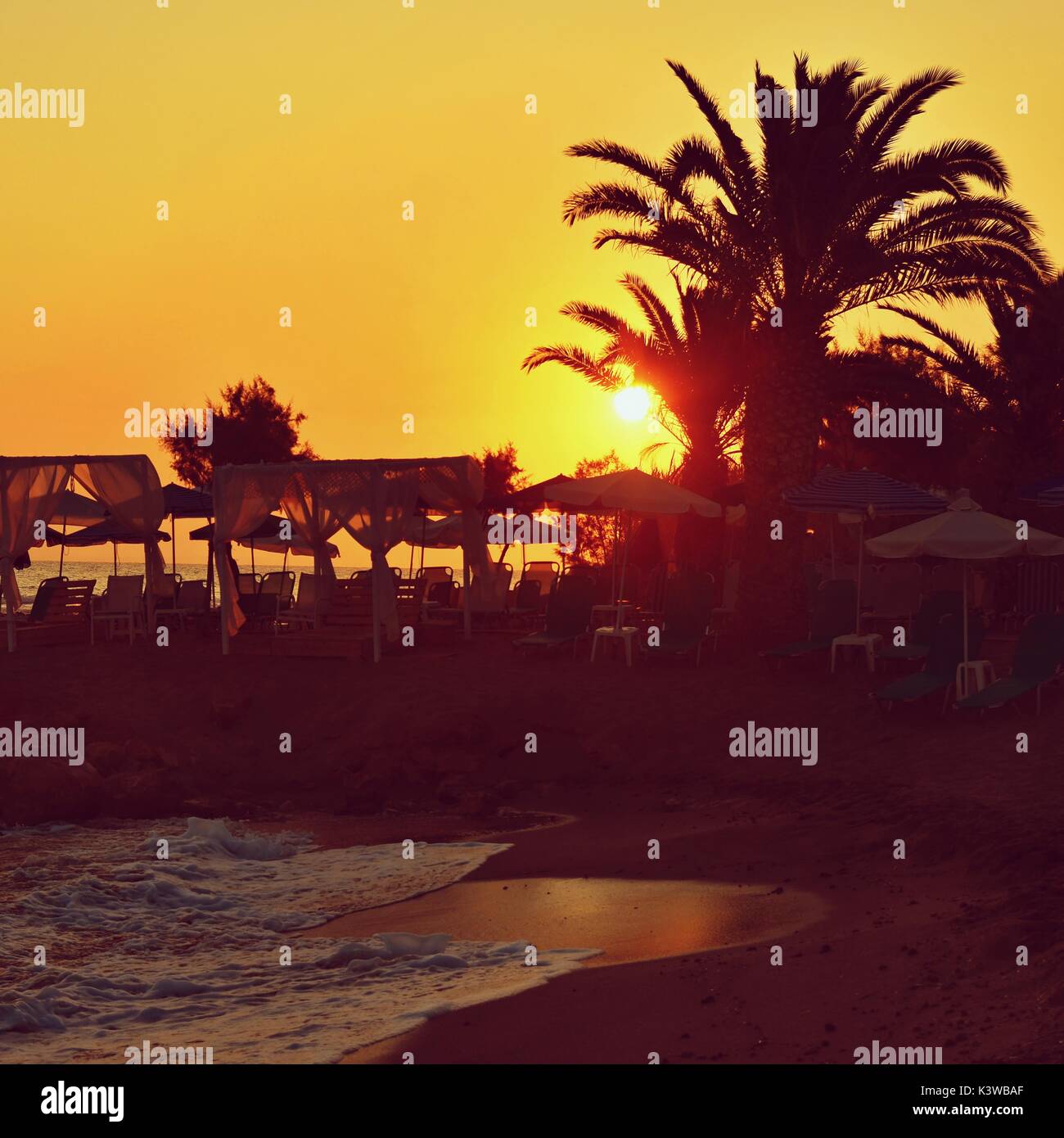 Beautiful summer sunset by the sea. Amazing scenery on the beach with ...