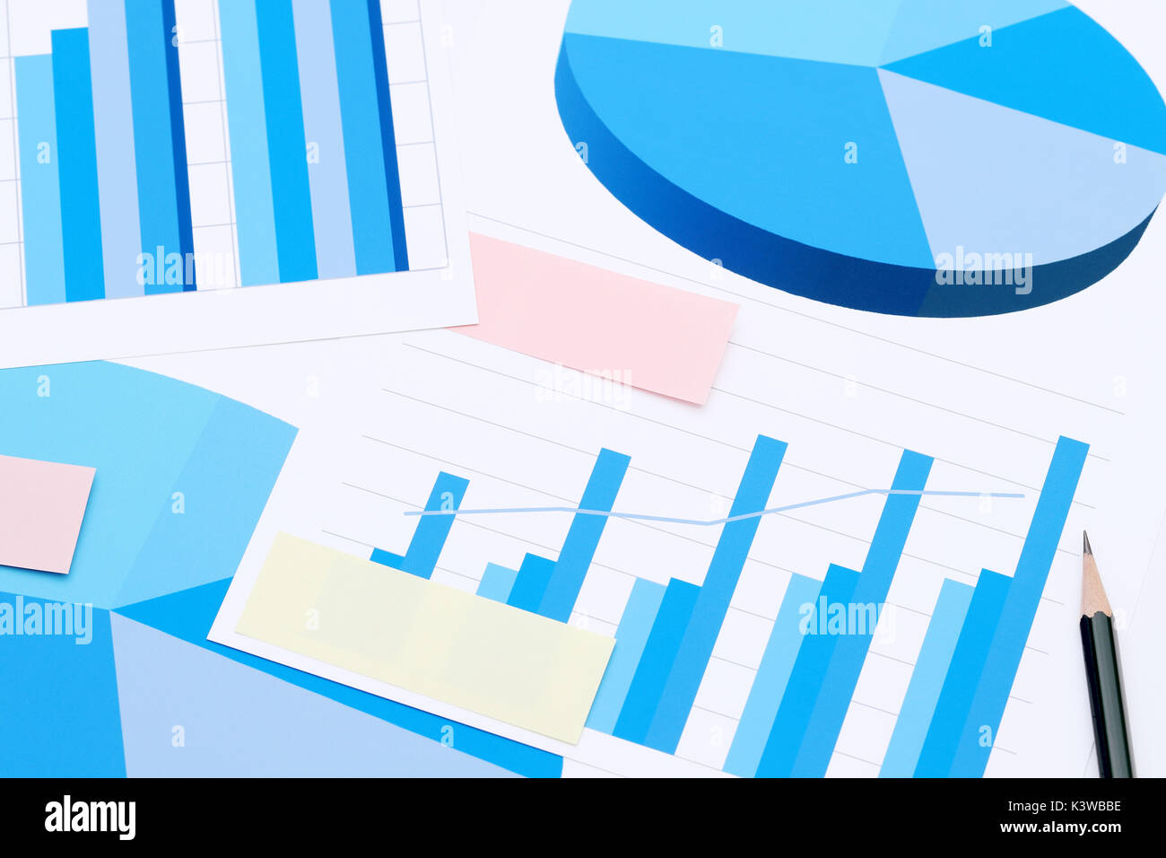 color chart printed documents with pencil on the desk Stock Photo - Alamy