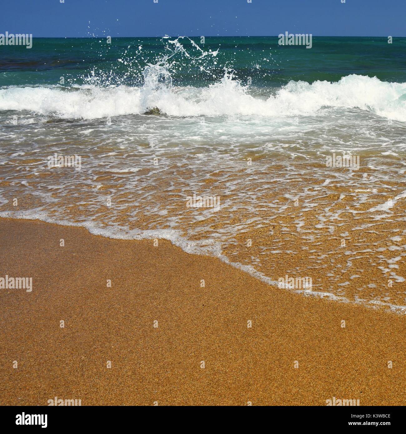 Beautiful clean sea and waves. Summer background for travel and ...