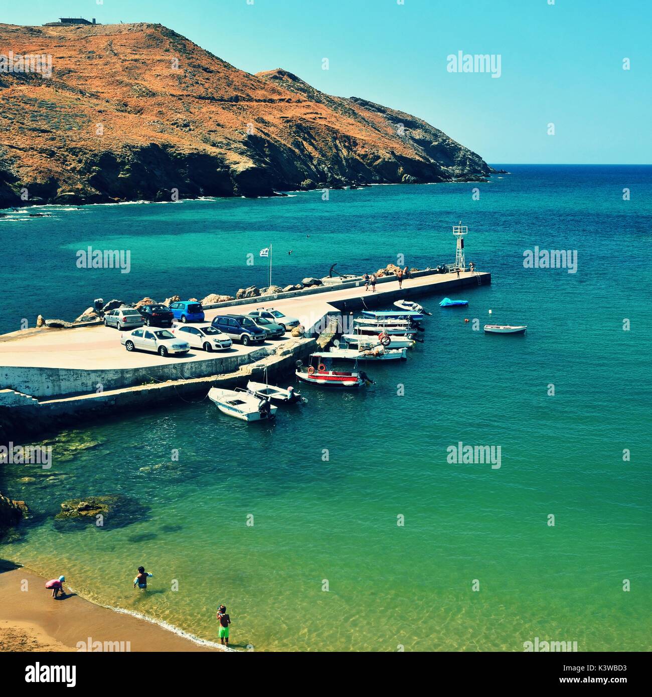 Traditional beautiful Greek village of Panormos on the island of Crete ...