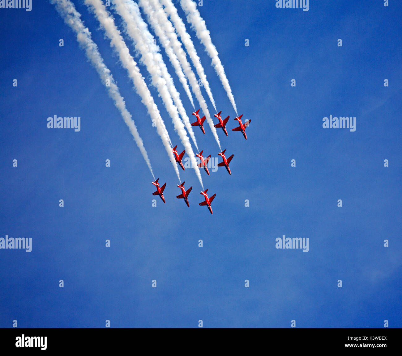 The Red Arrows Royal Air Force Aerobatic Team arriving at Norwich ...
