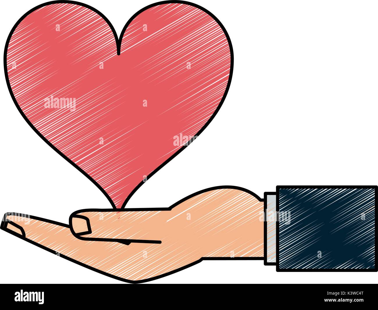 Greeting hand over heart Stock Vector Images - Alamy