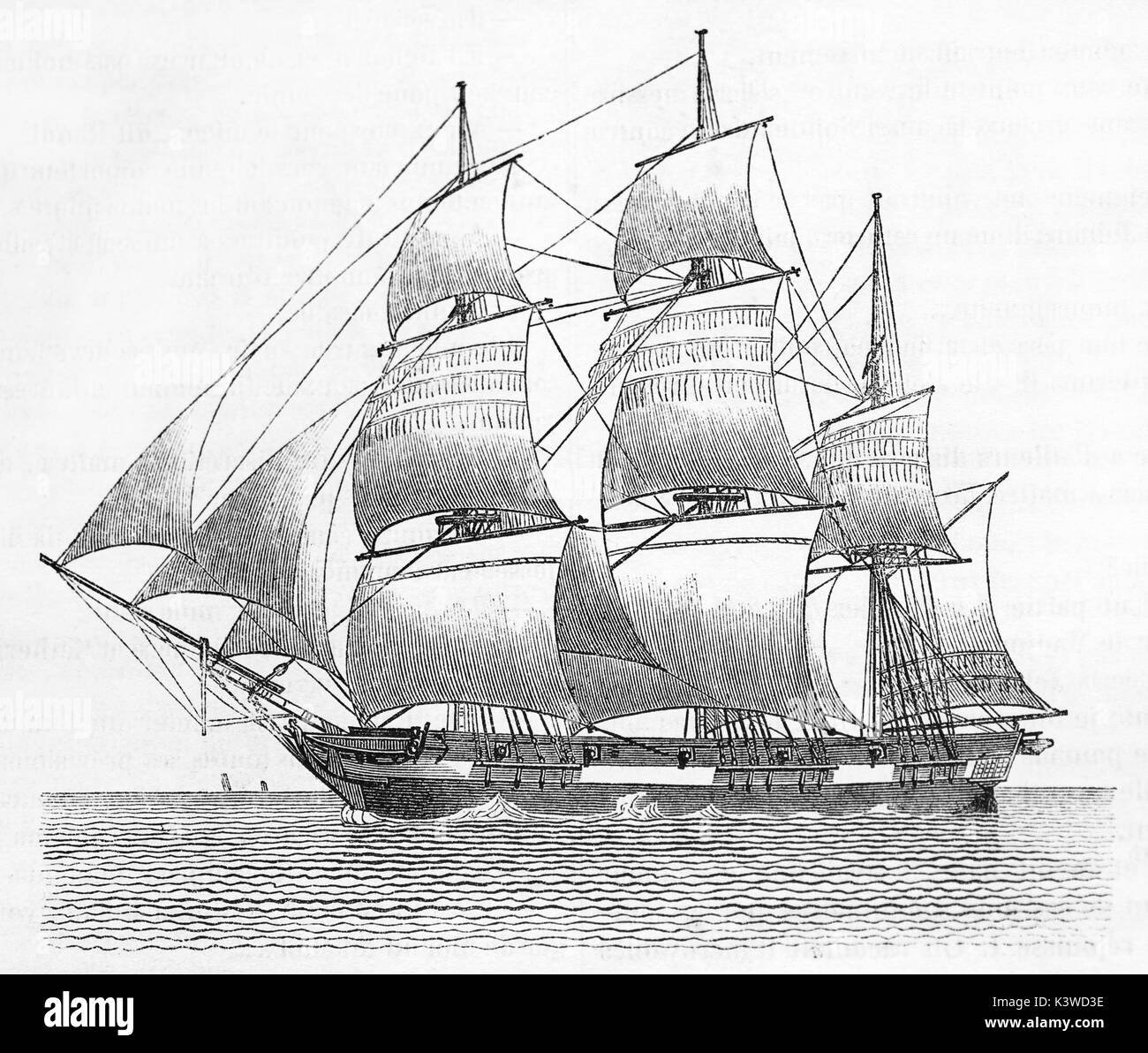 Old illustration of a Sailing Scow, flat-bottomed boat with a blunt bow ...