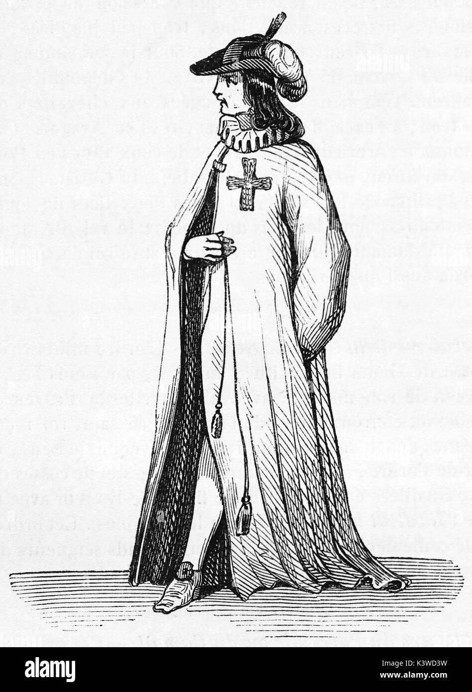 Old illustration of Scale knight's Spanish costume in 1316. By ...
