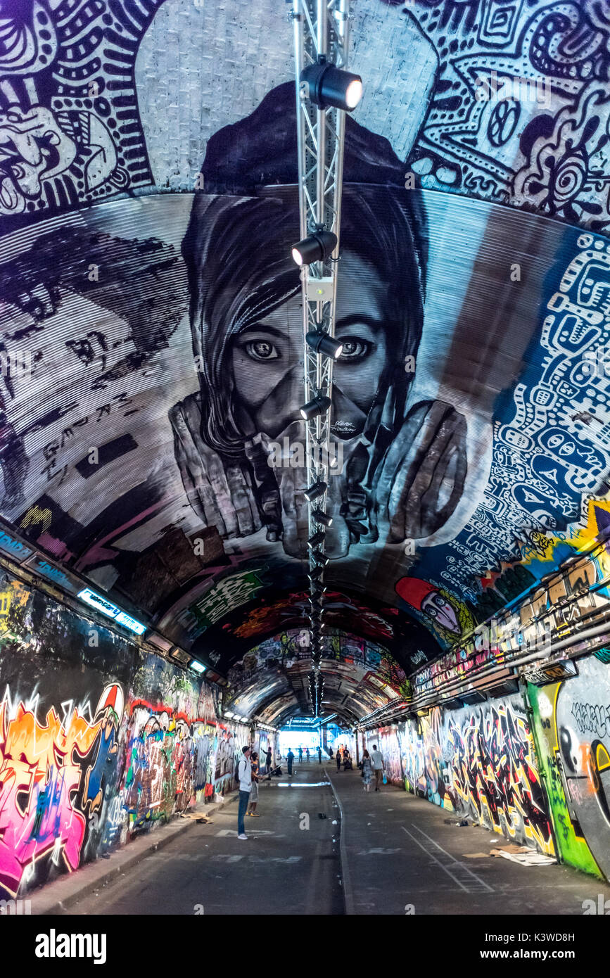 The graffiti tunnel underneath Waterloo Station at Lower Marsh in south ...