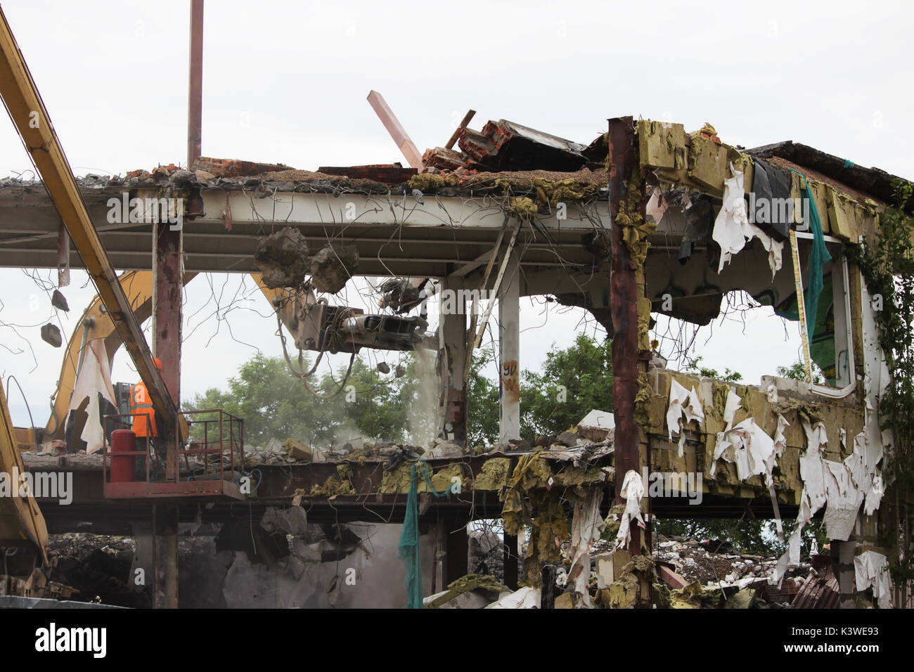 Industrial dismantle, mechanical destruction. Dismantling of the ...