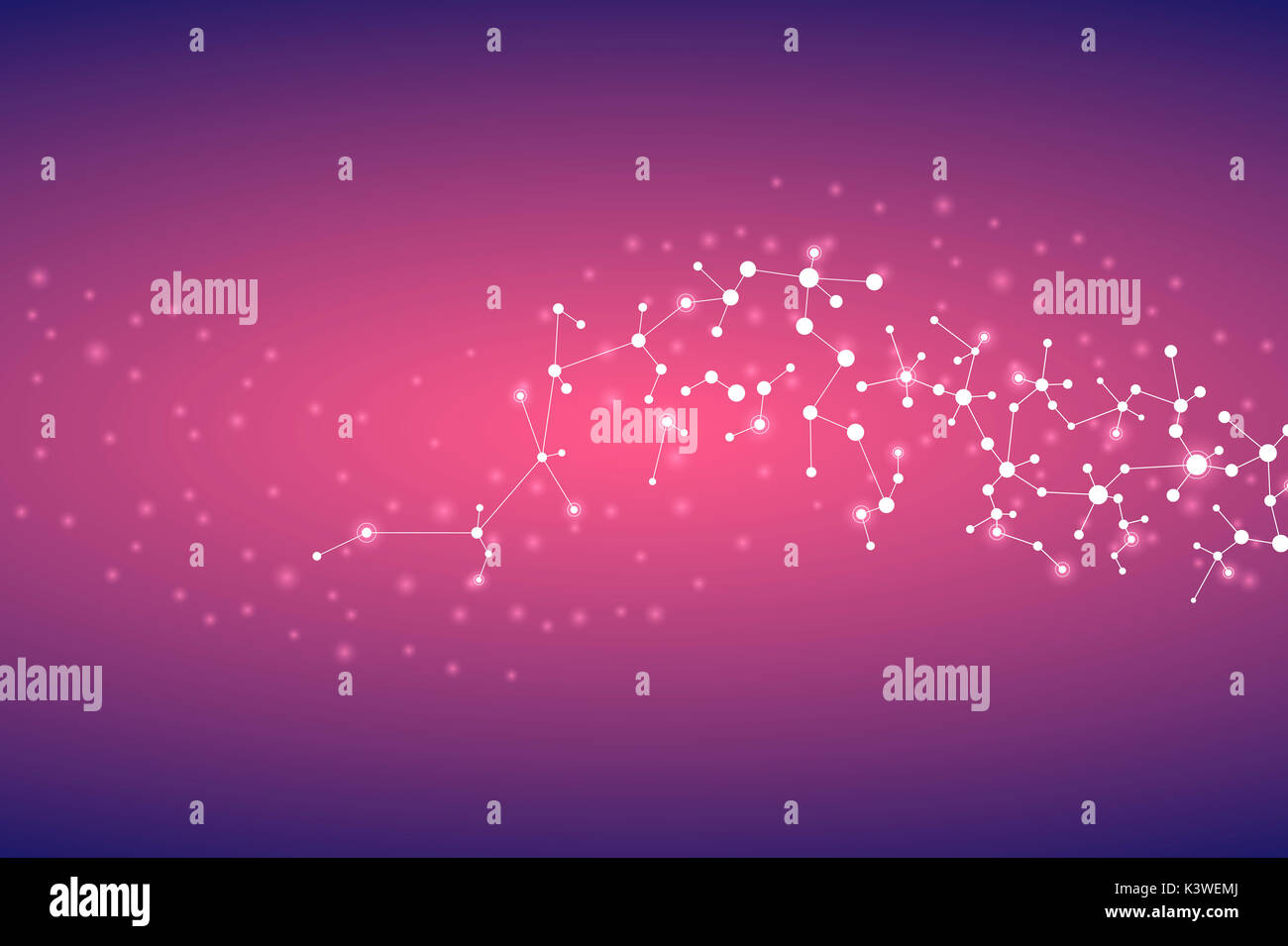 Molecule Structure Dna And Neurons Connected Lines With Dots Genetic And Chemical Compounds