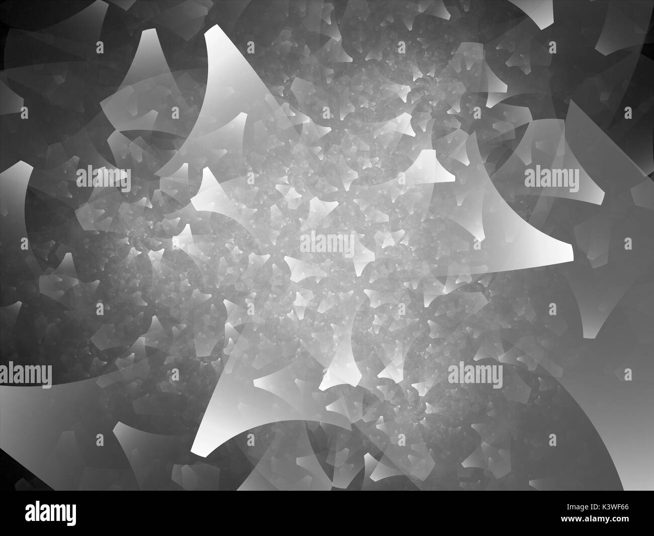 Glowing shapes fractal, black and white texture, computer generated abstract background, 3D ...