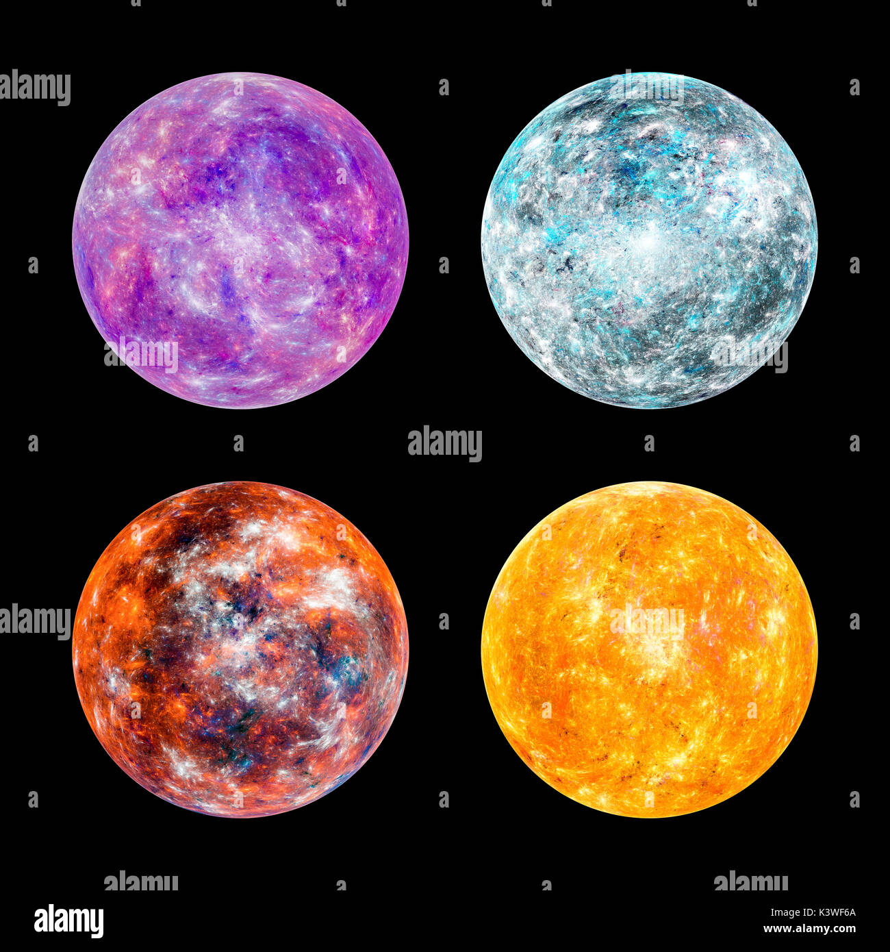 Exoplanet set, high resolution texture, computer generated abstract ...