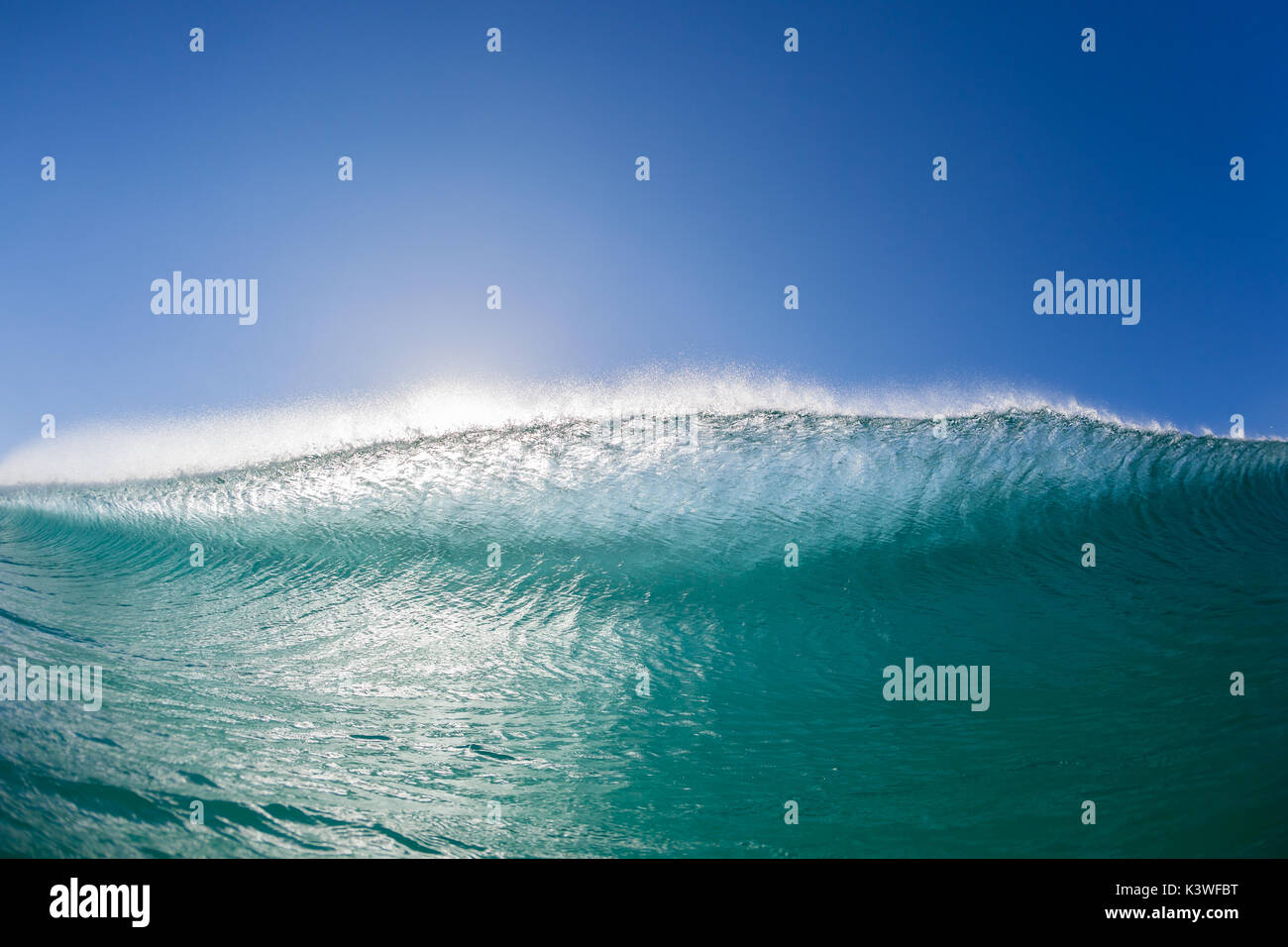Ocean wave crashing wall of water swimming face to face confrontation ...